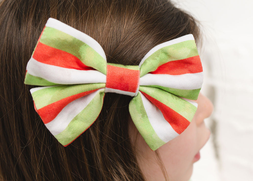 Christmas Stripes Bamboo Alligator Clip Bows – Mama Lulu
